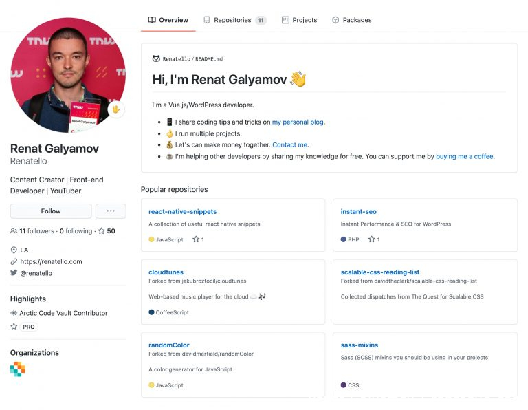 How to customise your GitHub profile (GitHub secret) – Renat Galyamov